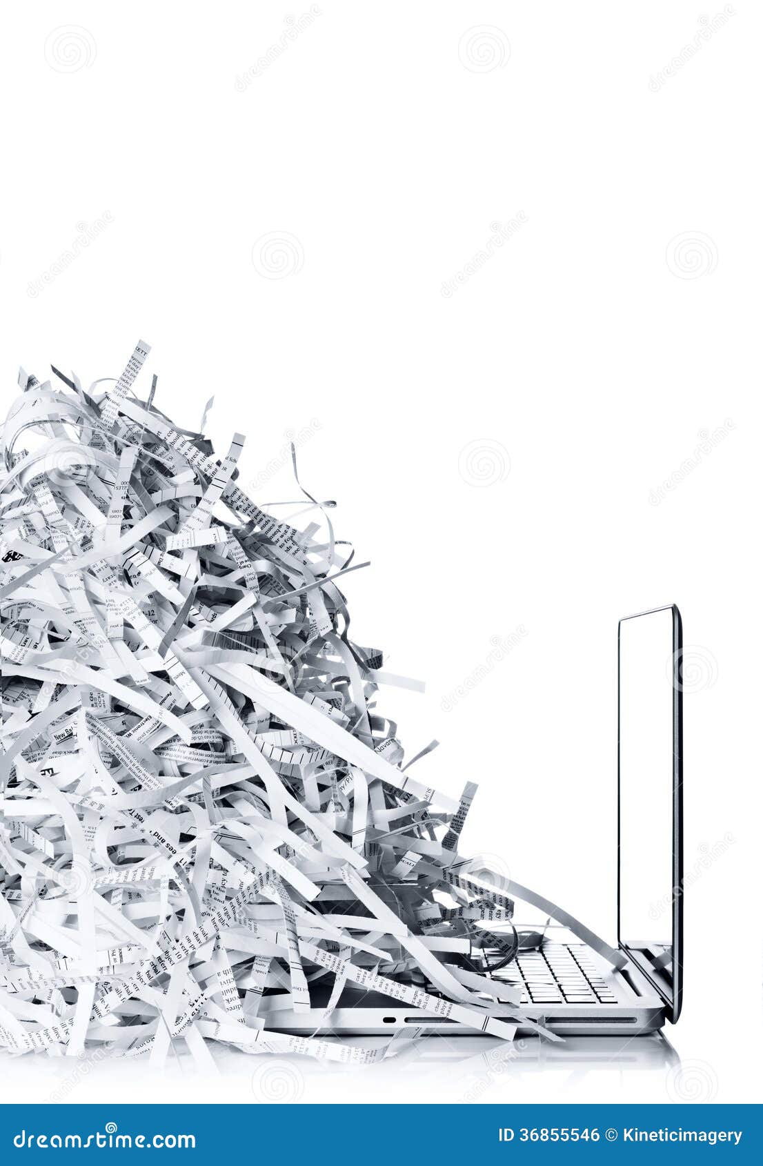 Laptop Computer and Shredded Paper Stock Photo - Image of trash, green ...