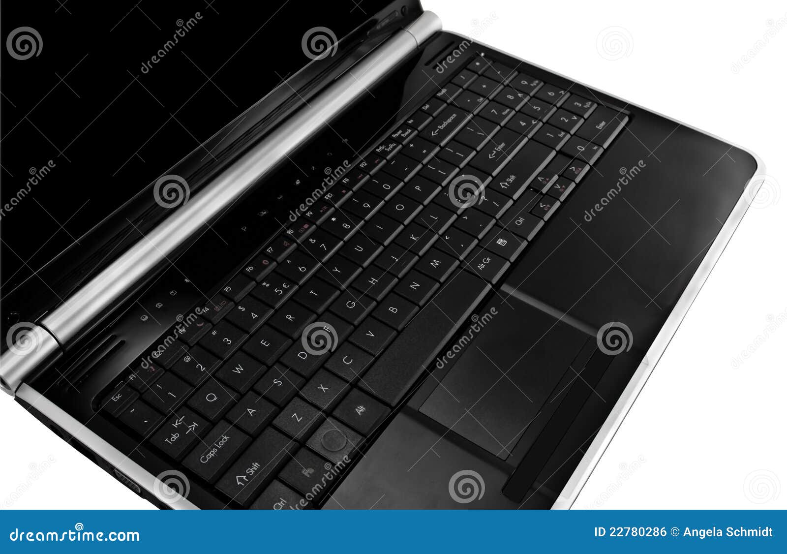 Laptop Computer Sideways View Isolated on White Stock Photo - Image of ...
