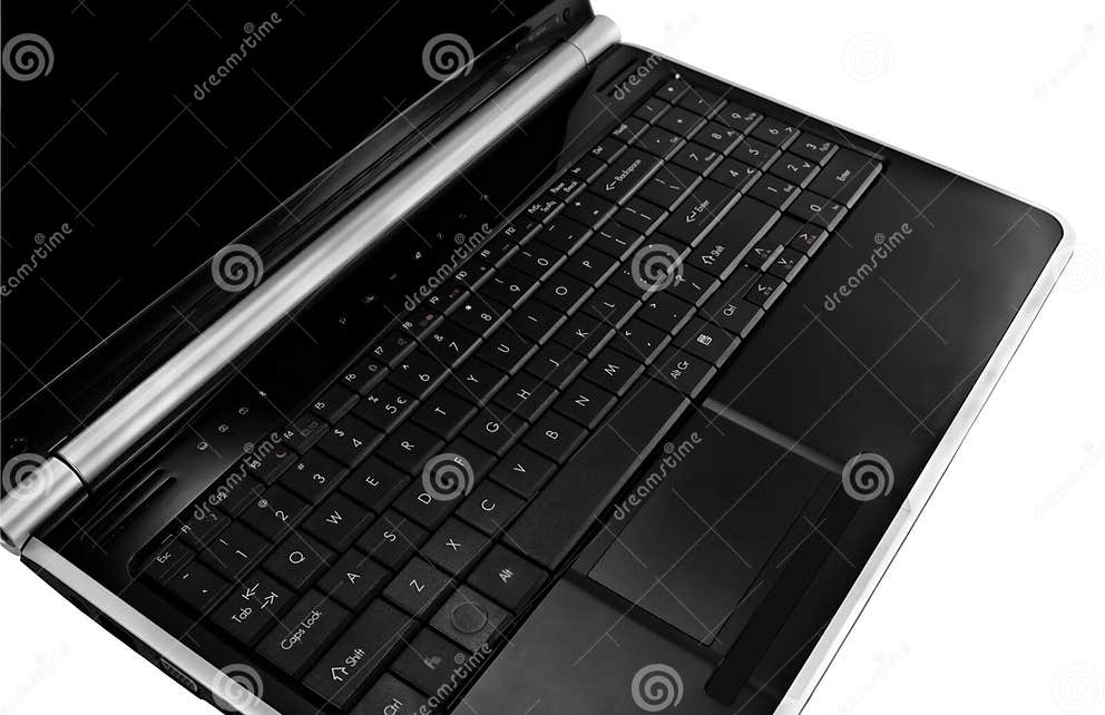 Laptop Computer Sideways View Isolated on White Stock Photo - Image of ...