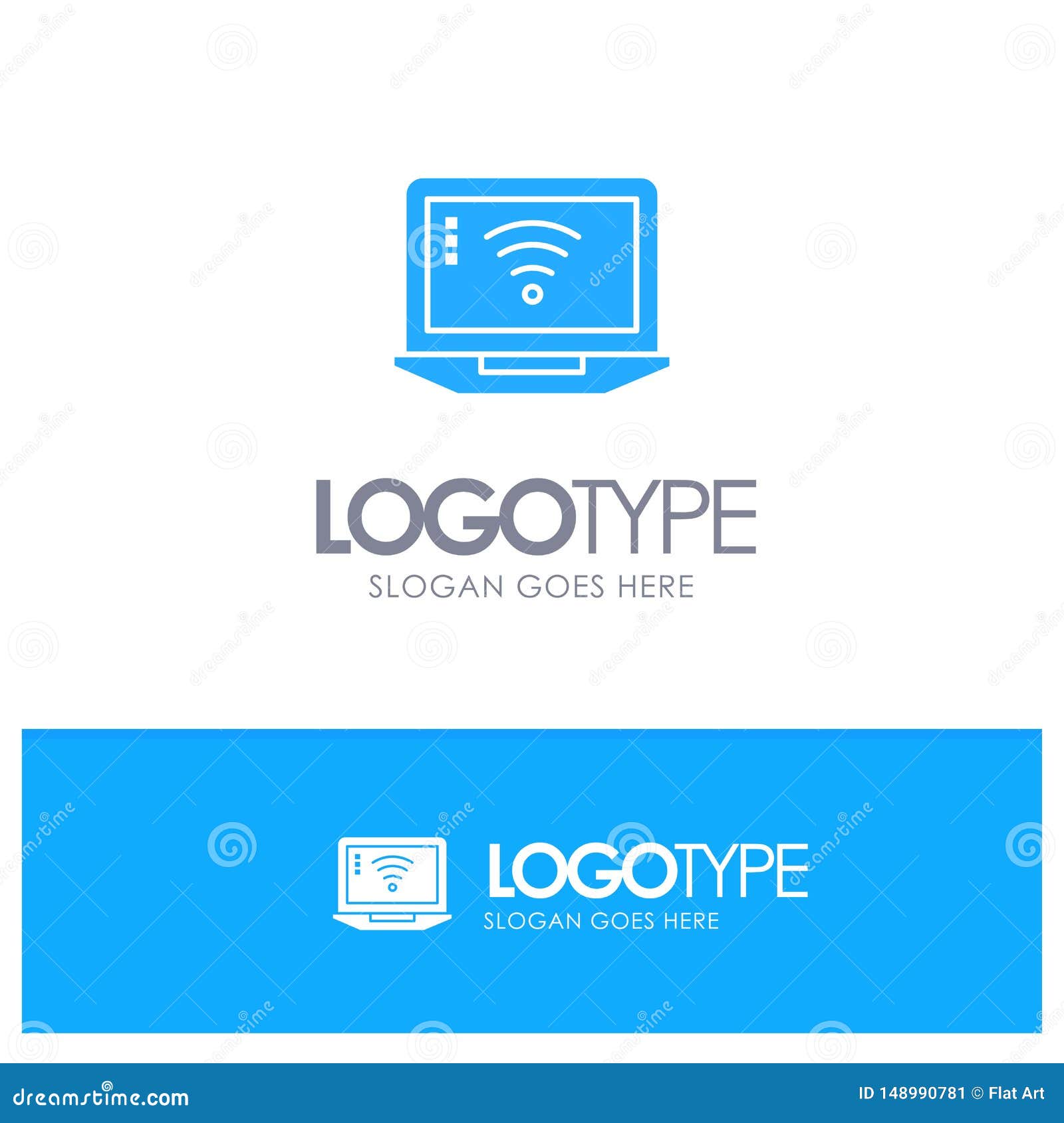 Laptop, Computer, Signal, Wifi Blue Logo Vector Stock Vector ...