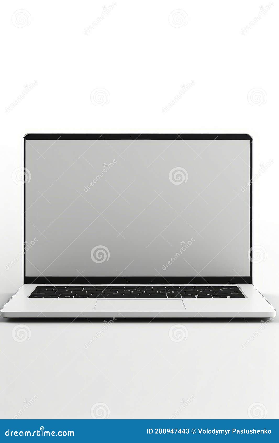 Laptop Computer Sitting on Top of White Table with Blank Screen ...