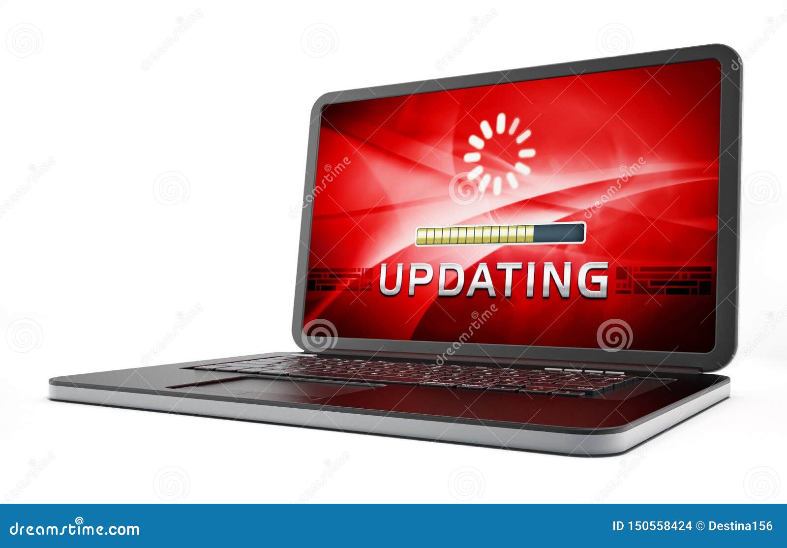 Laptop Computer with Software Update Screen. 3D Illustration Stock ...