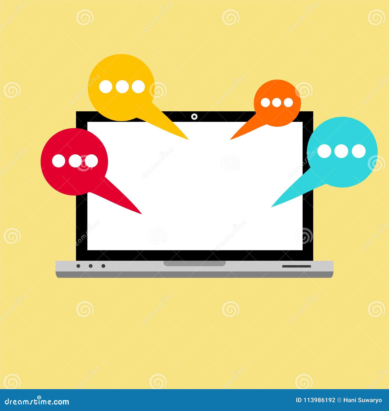 Laptop Computer with Speech Bubble Stock Vector - Illustration of ...