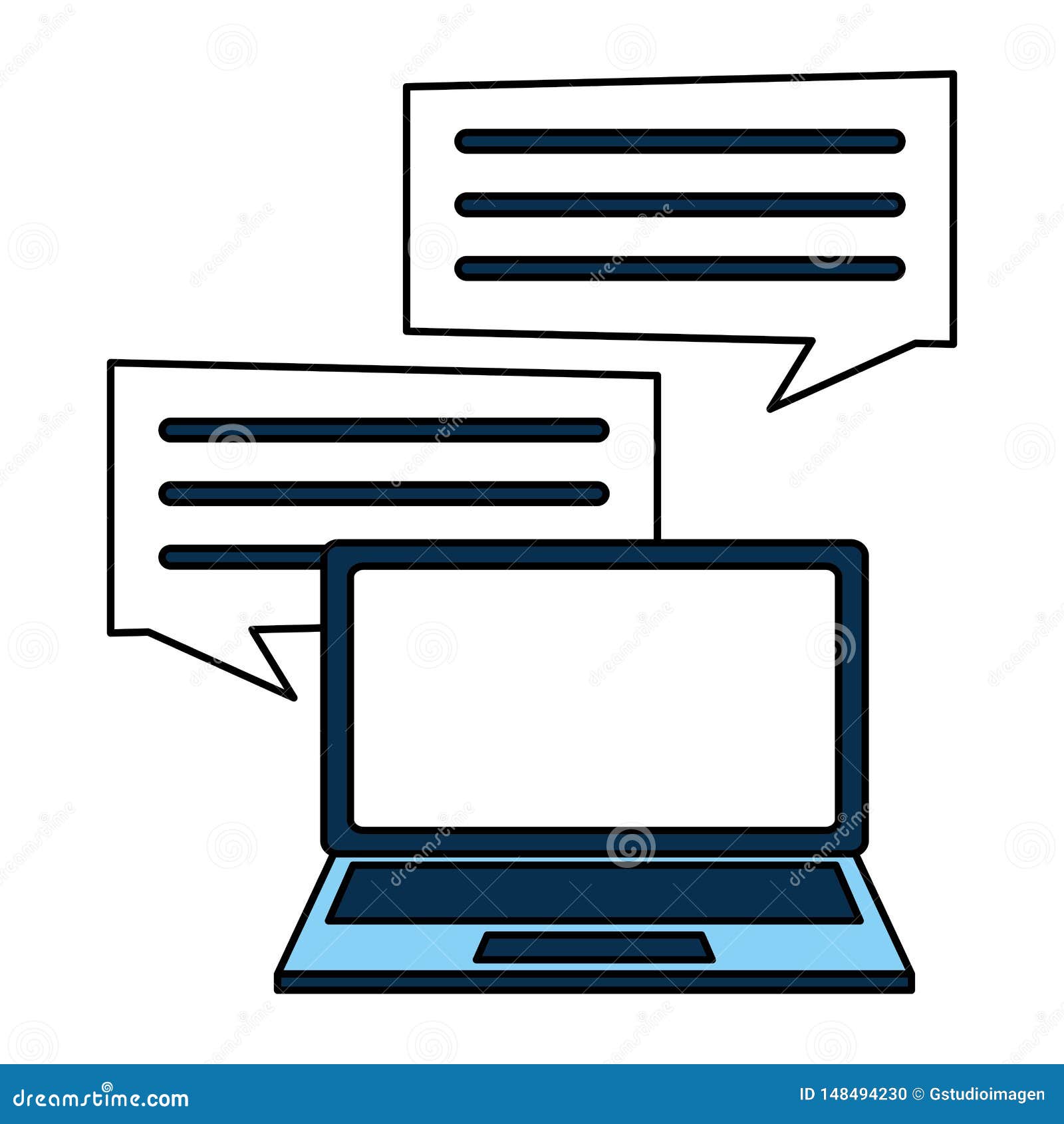 Laptop Computer Speech Bubble Stock Illustration - Illustration of ...