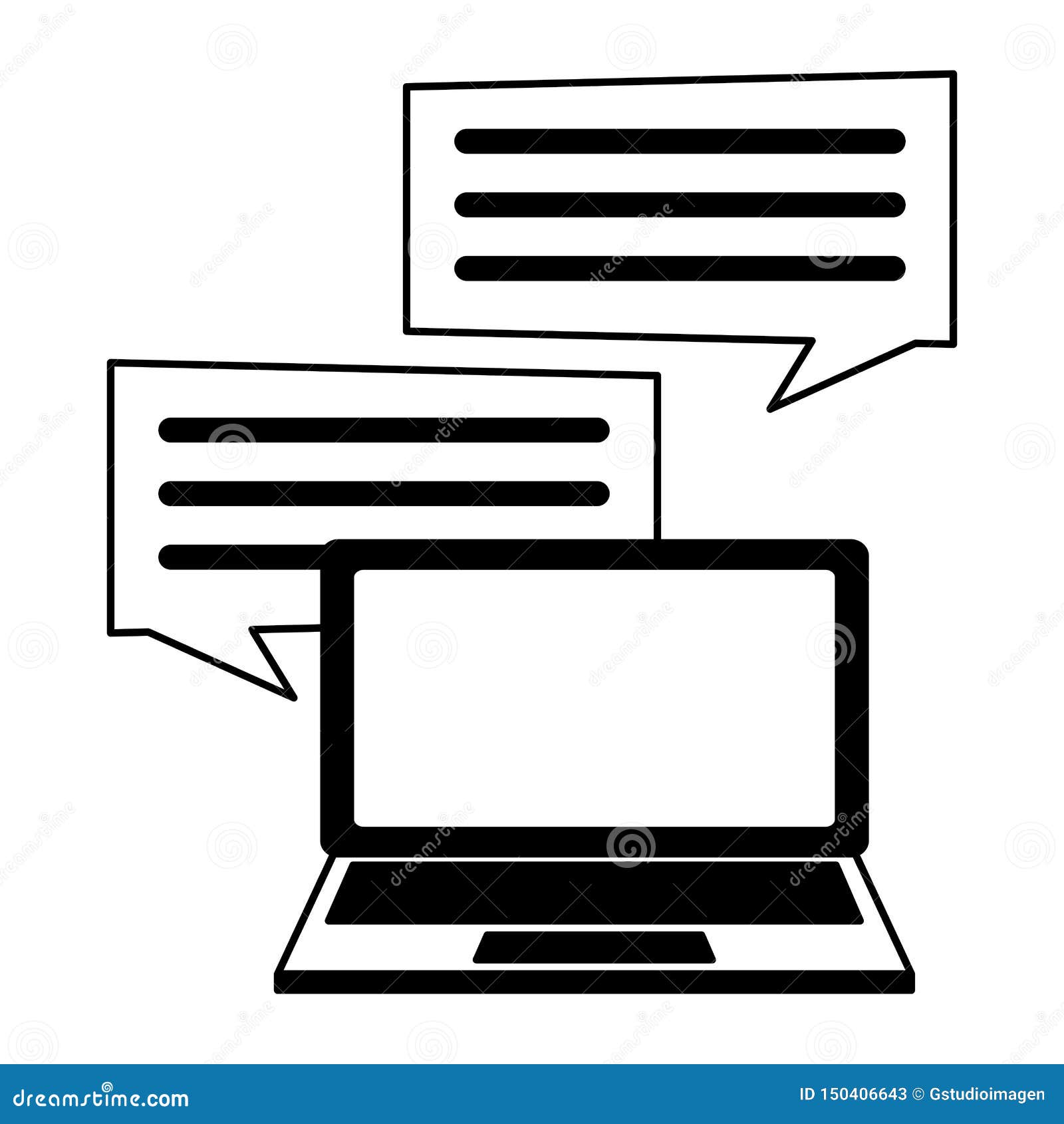 Laptop Computer Speech Bubble Stock Illustration - Illustration of text ...