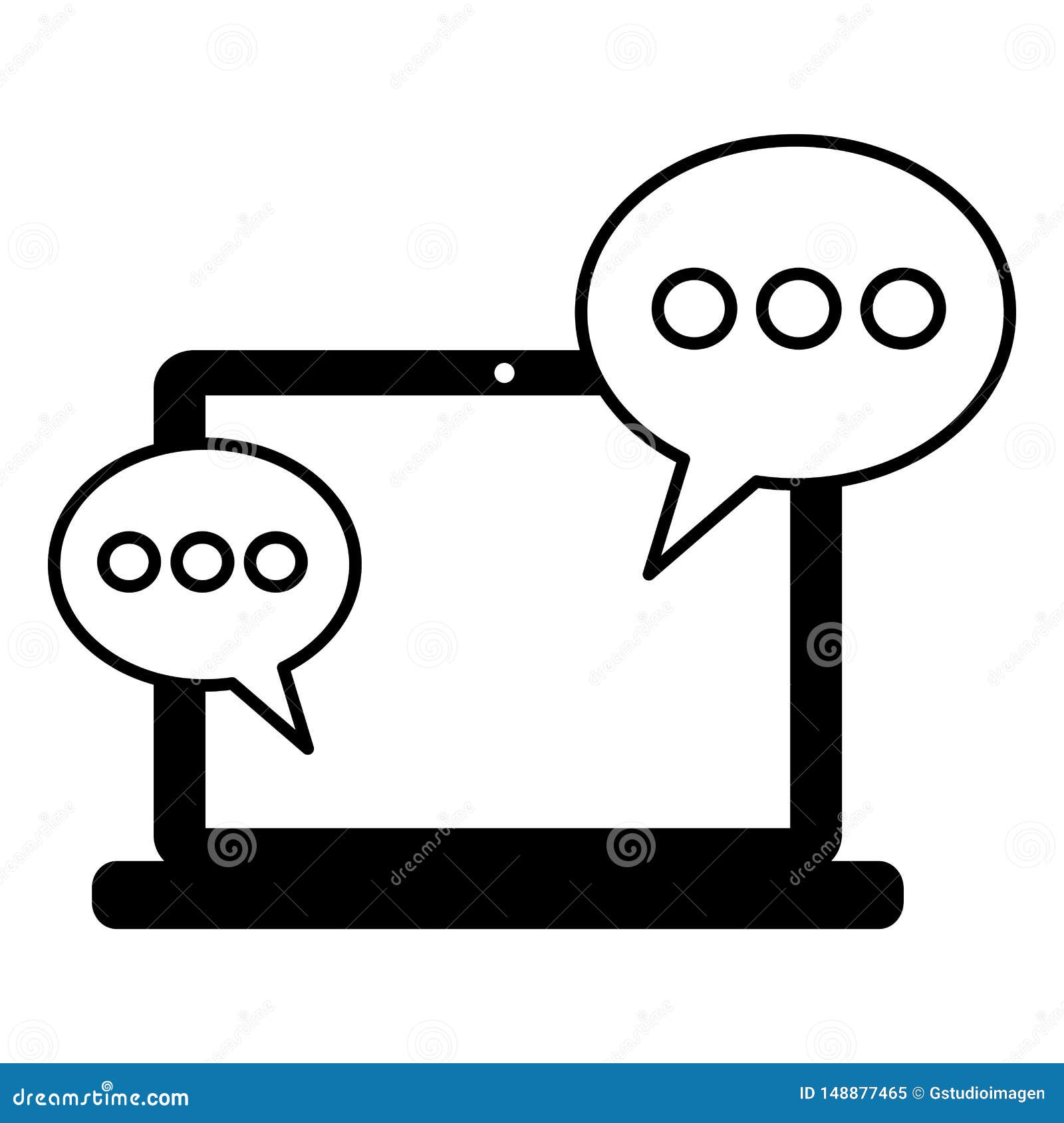 Laptop Computer Speech Bubble Stock Image - Image of communication ...