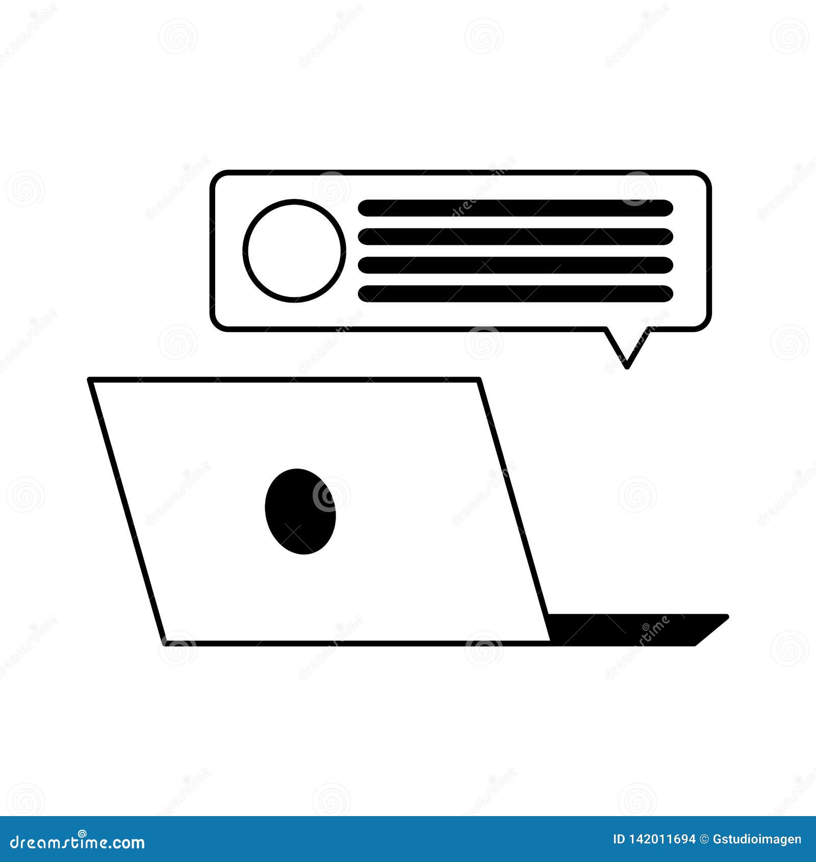 Laptop Computer with Speech Bubbles Stock Vector - Illustration of ...