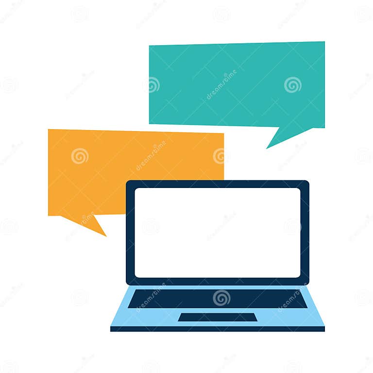 Laptop Computer with Speech Bubbles Stock Illustration - Illustration ...