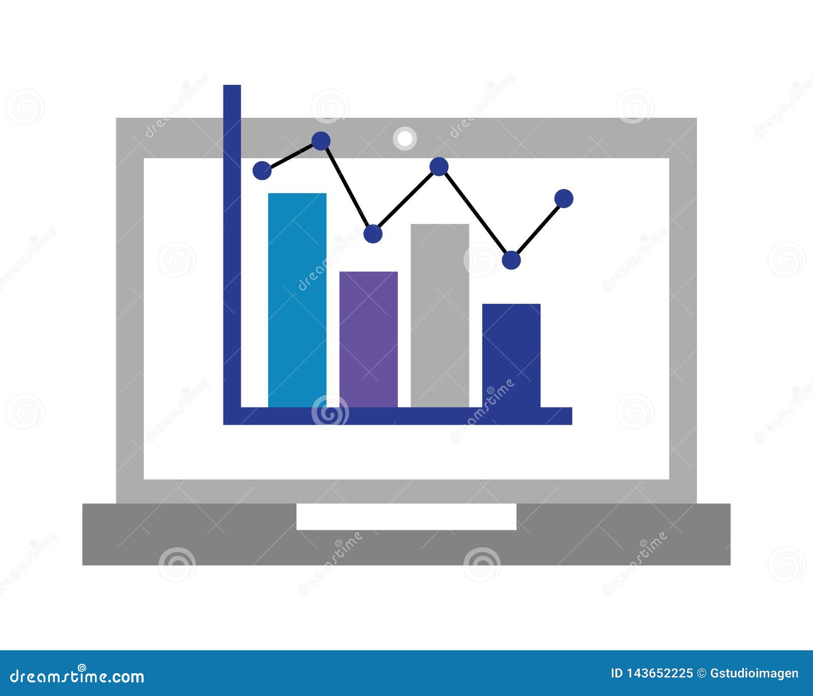 Laptop Computer with Statistics Stock Vector - Illustration of internet ...