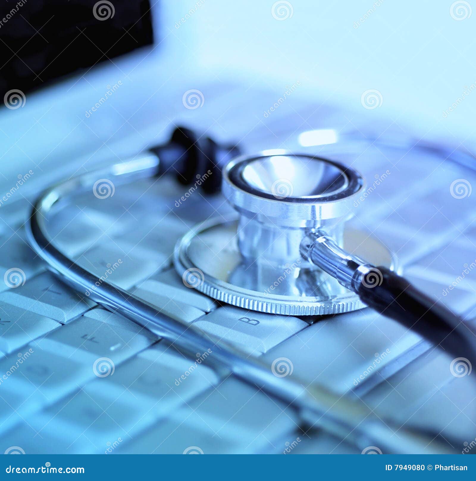 Laptop Computer and Stethoscope Stock Photo - Image of medical, data ...