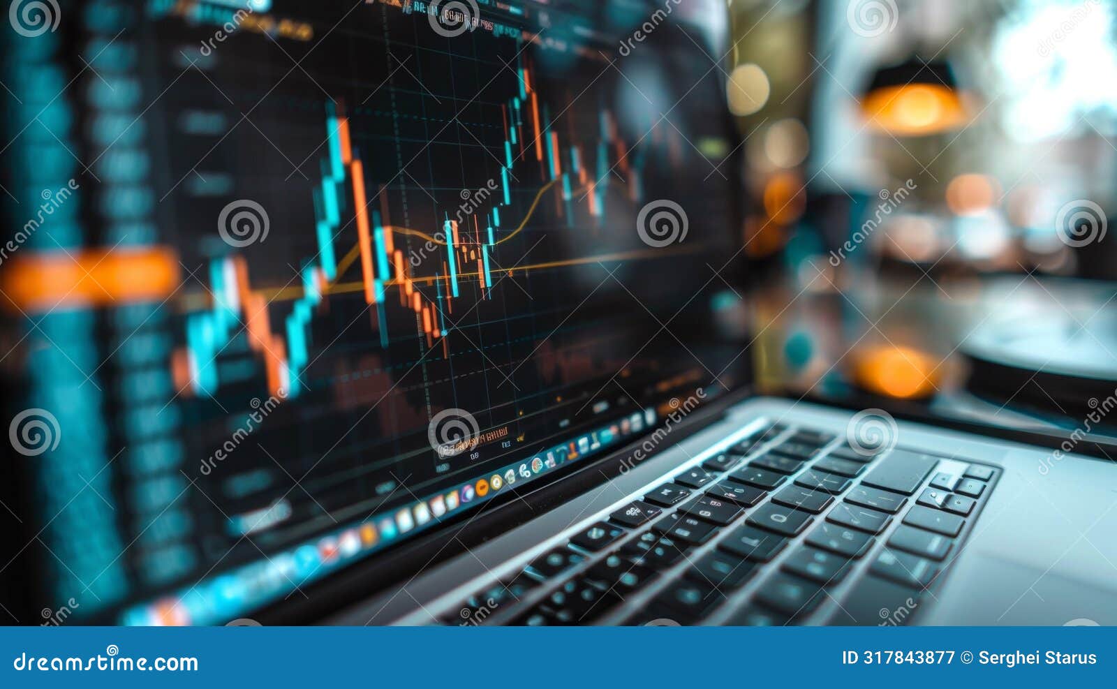 A Laptop Computer with a Stock Market Chart on the Screen, AI Stock ...