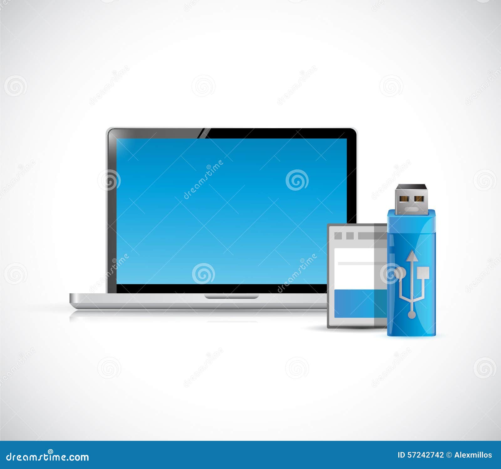 Laptop Computer And Storage Objects Illustration Stock Illustration