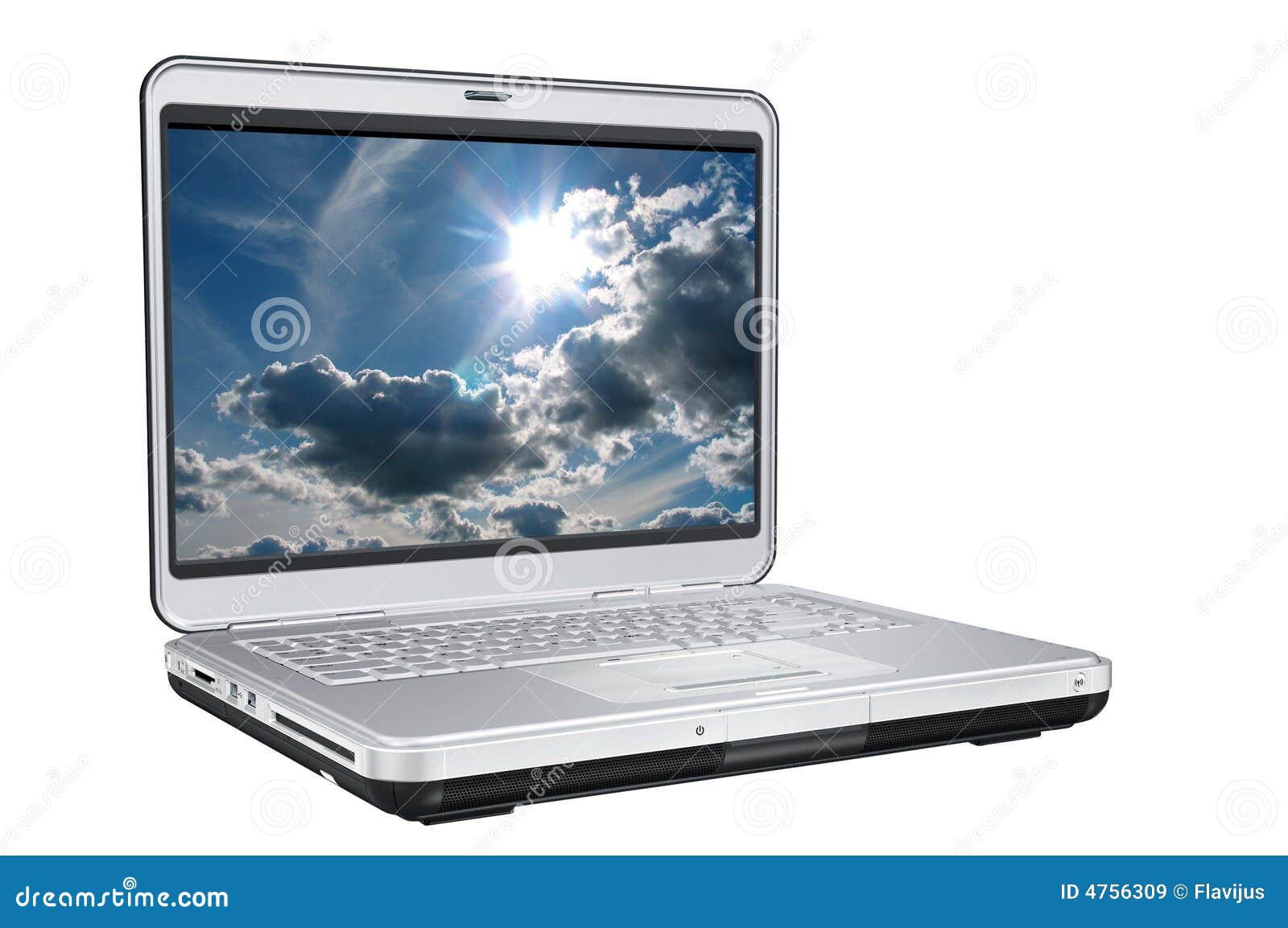 Laptop Computer with Sun Shine Stock Illustration - Illustration of ...