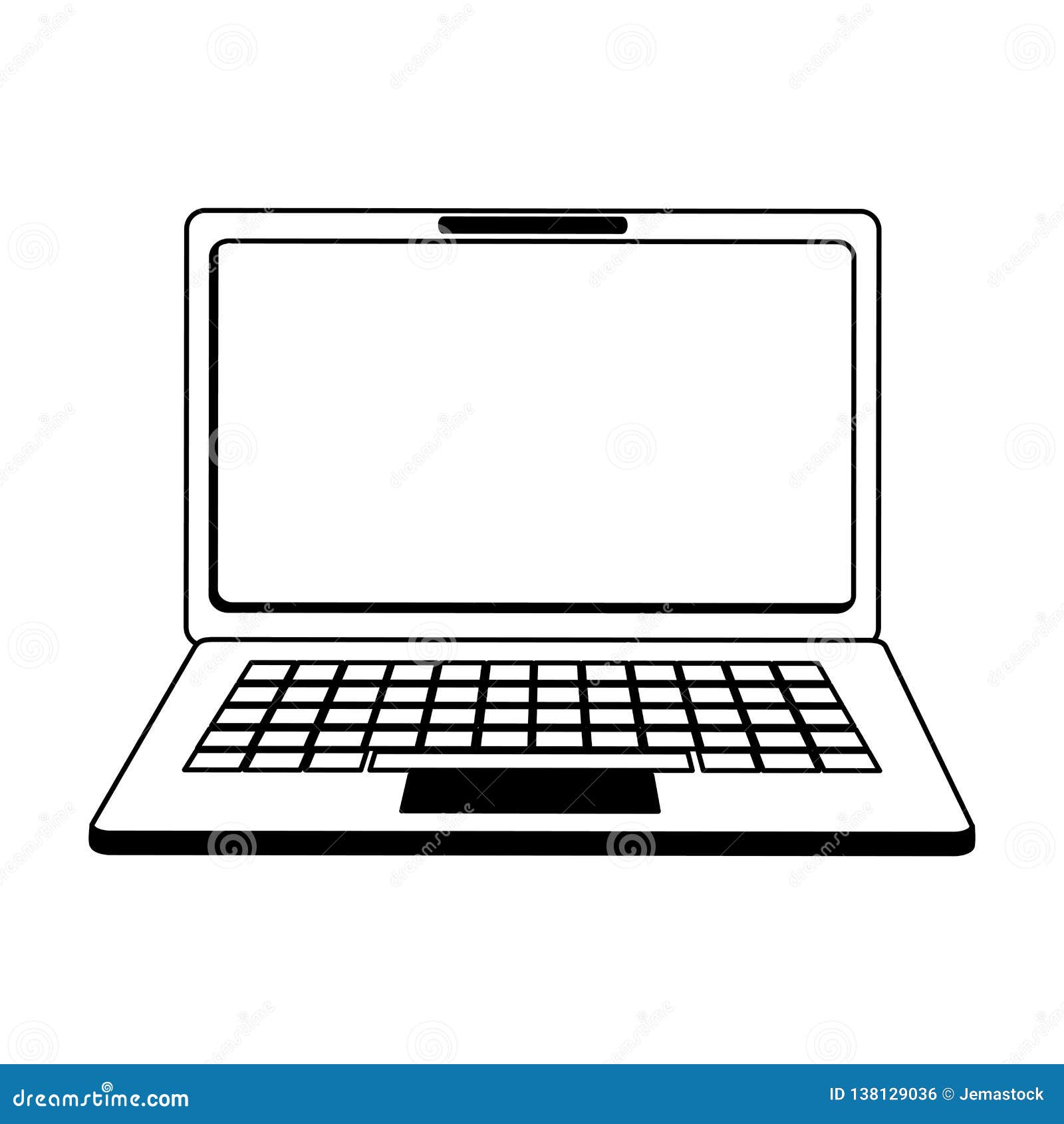 Laptop Computer Symbol Black and White Stock Vector - Illustration of ...