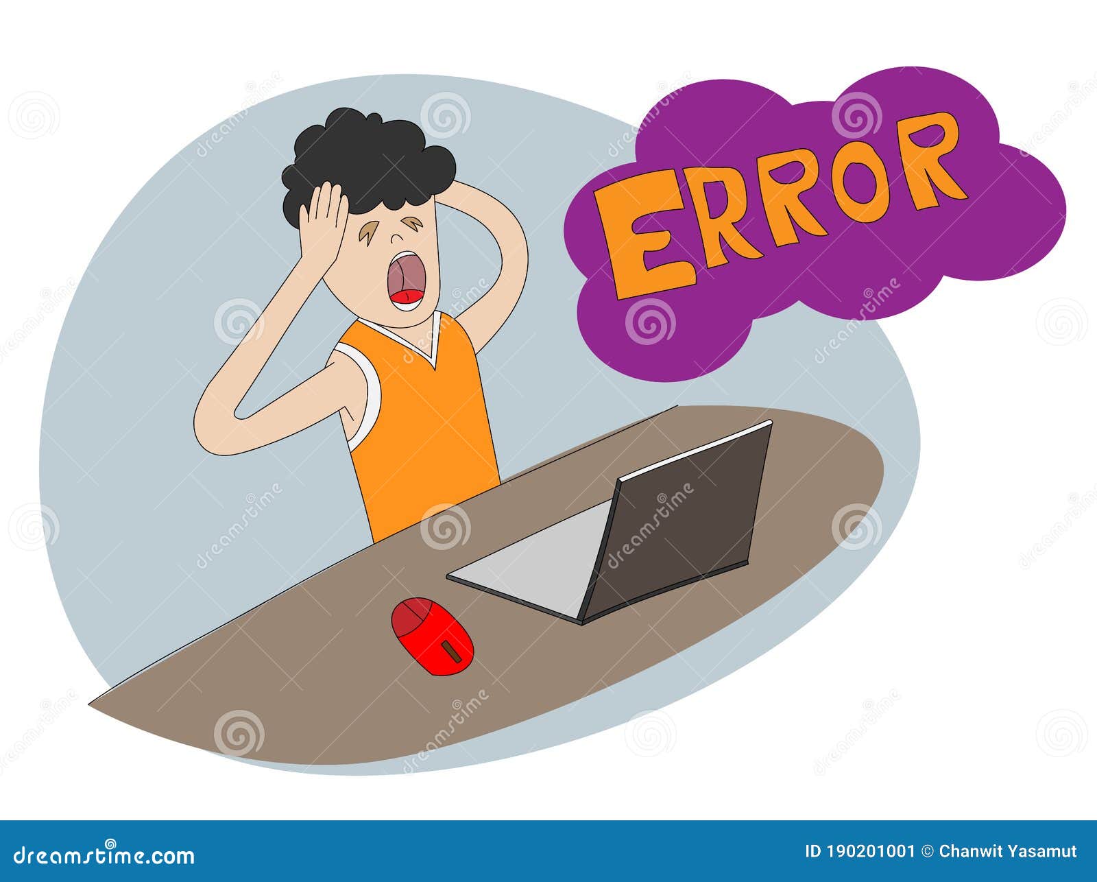 Computer Crashed. Breakdown Funny Cartoon Computer Character With With ...