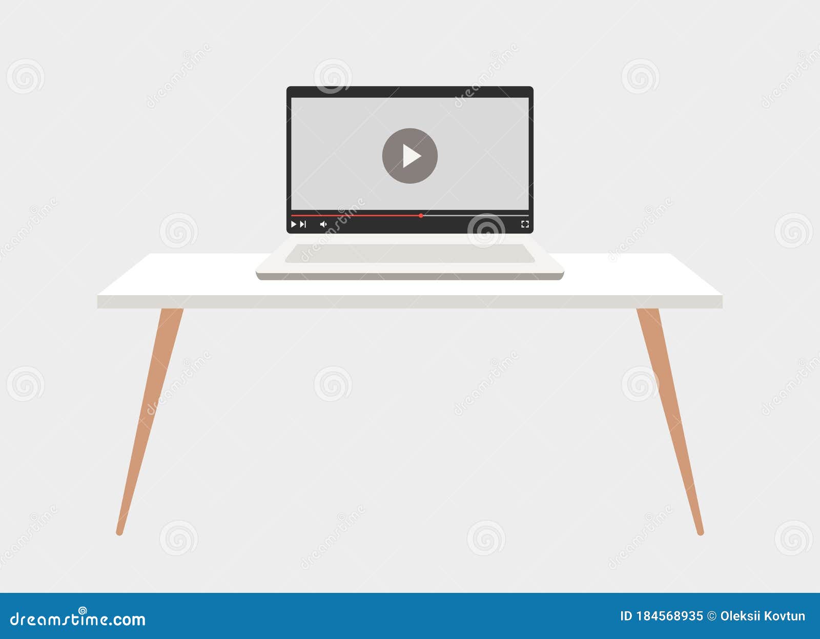 Laptop. Computer on the Table. Video Tutorial Stock Illustration ...