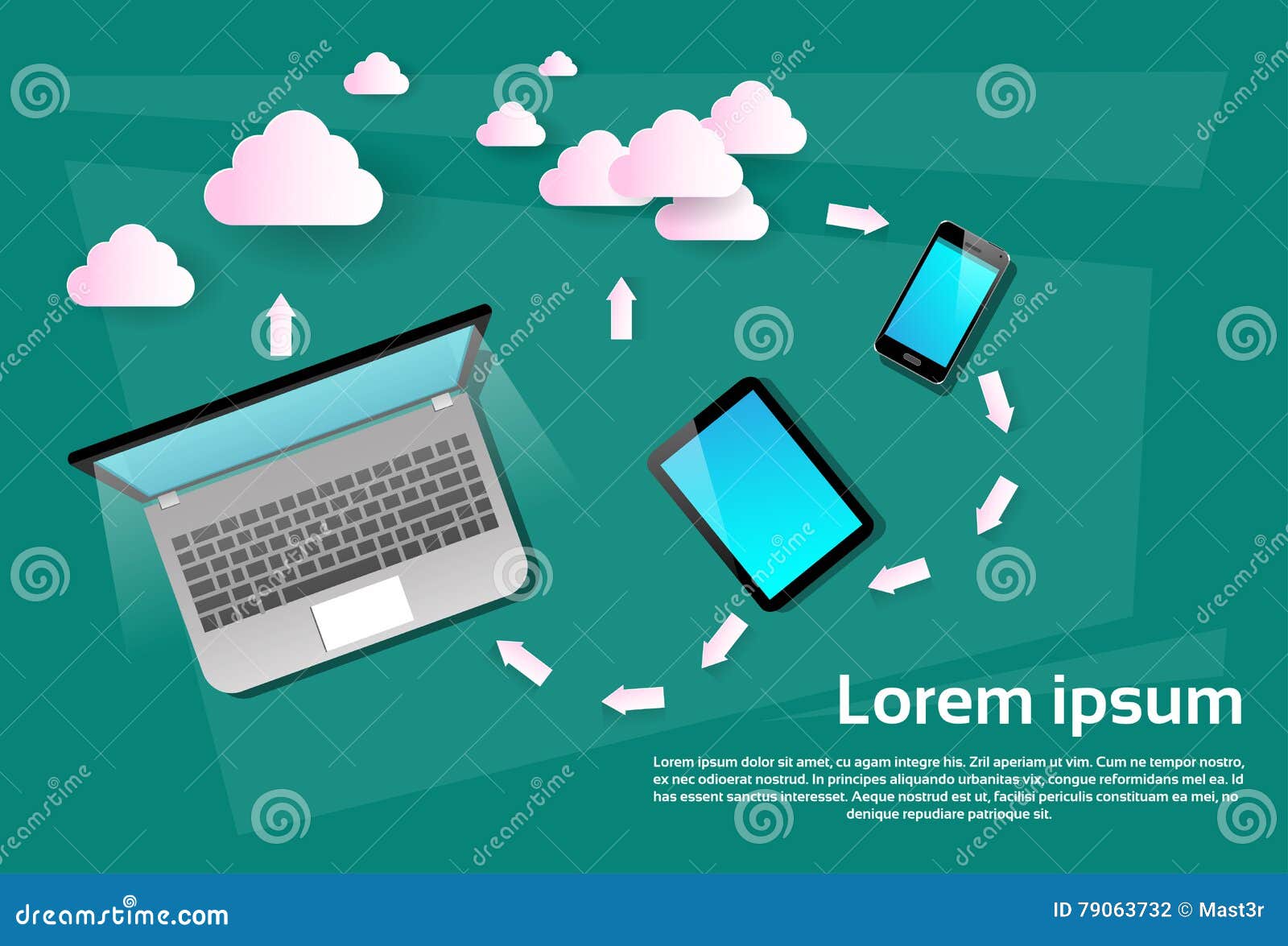 Laptop Computer Tablet Cell Smart Phone Cloud Database Data