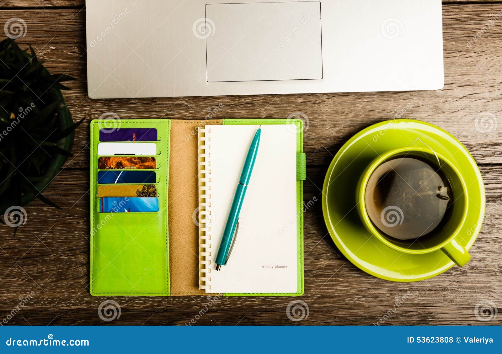 Laptop Computer, Tablet Pc, Planner, Pen, Mobil Stock Photo - Image of ...