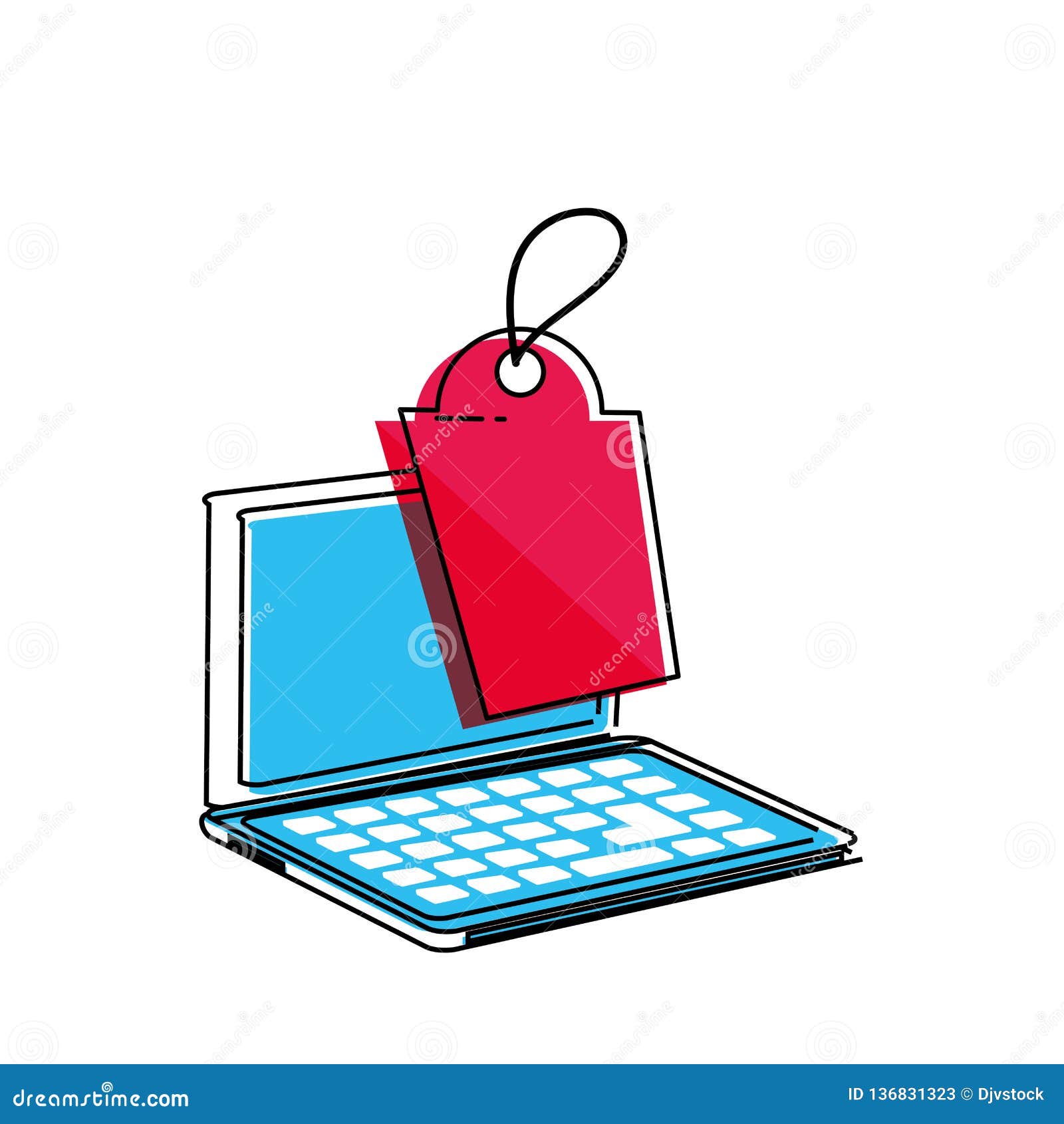 Laptop Computer with Tag Commercial Stock Vector - Illustration of ...