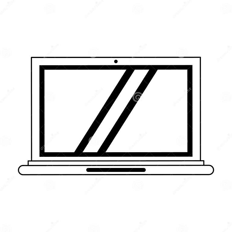 Laptop Computer Technology in Black and White Stock Vector ...