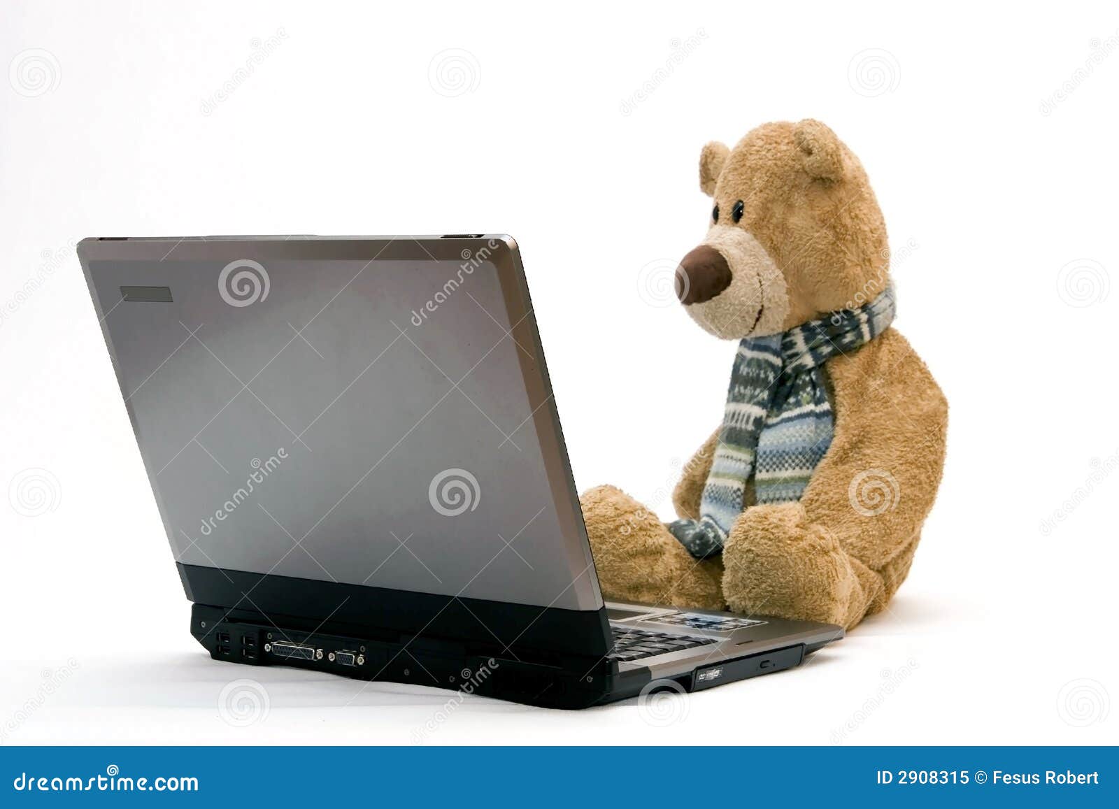 LAPTOP COMPUTER and TEDDY BEAR Stock Image - Image of business, fluff ...