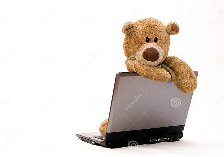 LAPTOP COMPUTER and TEDDY BEAR Stock Photo - Image of business ...