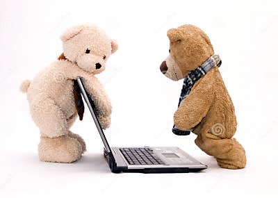 LAPTOP COMPUTER and TEDDY BEAR Stock Image - Image of isolated ...