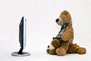 LAPTOP COMPUTER and TEDDY BEAR Stock Photo - Image of laptop, sitting ...