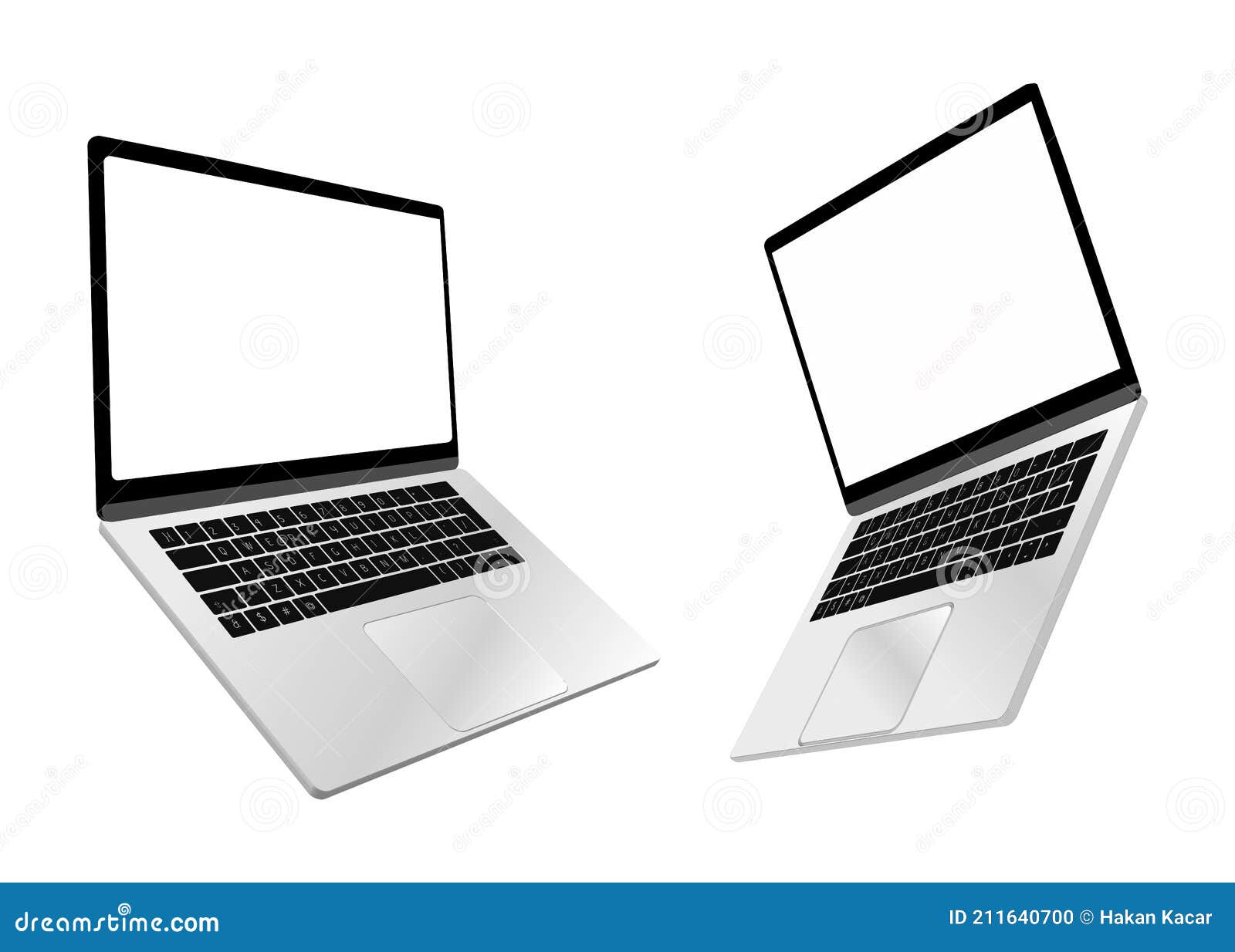 Laptop Computer Template with White Screen and Keyboard. Vector ...
