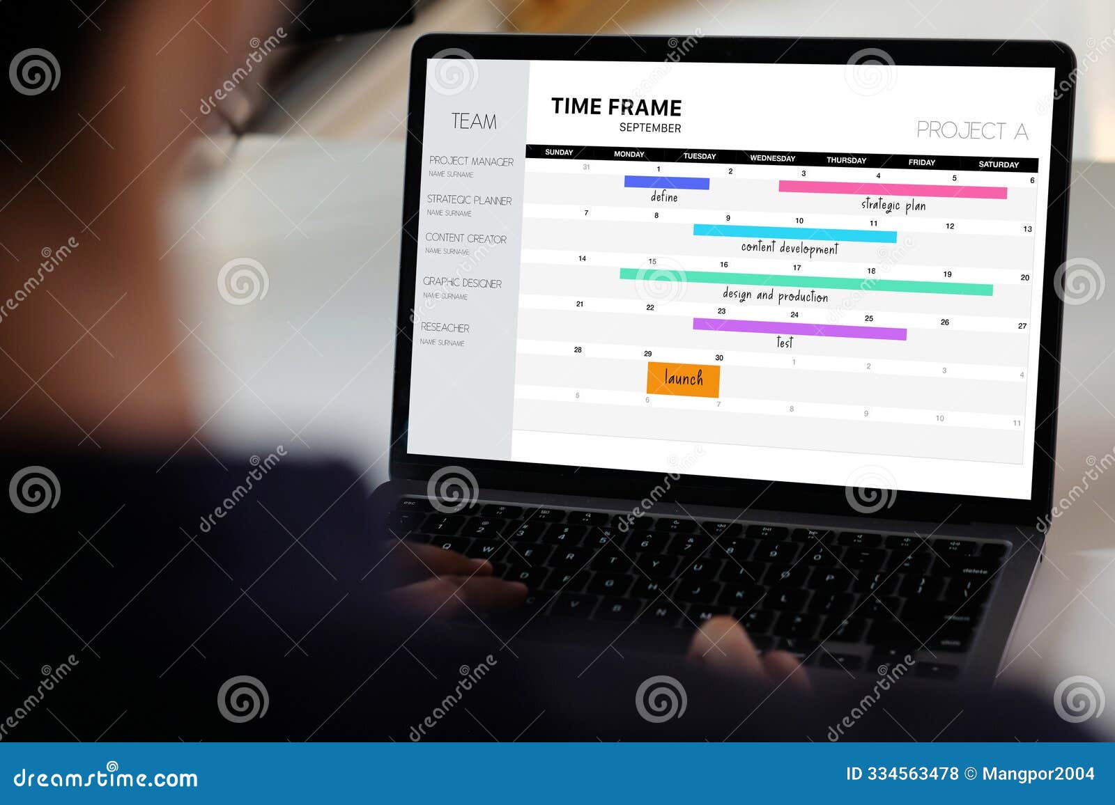Laptop Computer with Timeline Project Schedule, Work Plan Mangement, on ...