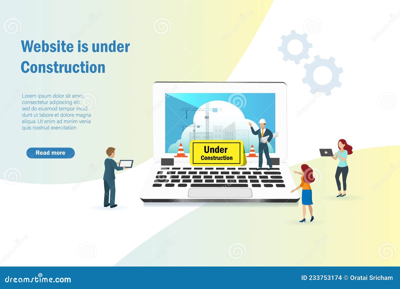 Laptop Computer Under Construction Site and Engineering Display on ...