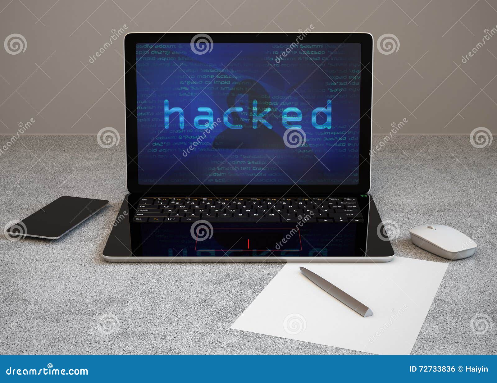 Laptop Computer Under Hacker S Attack Stock Illustration - Illustration ...