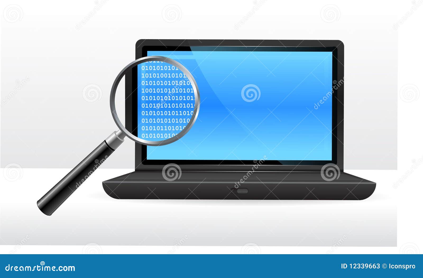 Laptop Computer Under Magnifying Glass Stock Vector - Illustration of ...