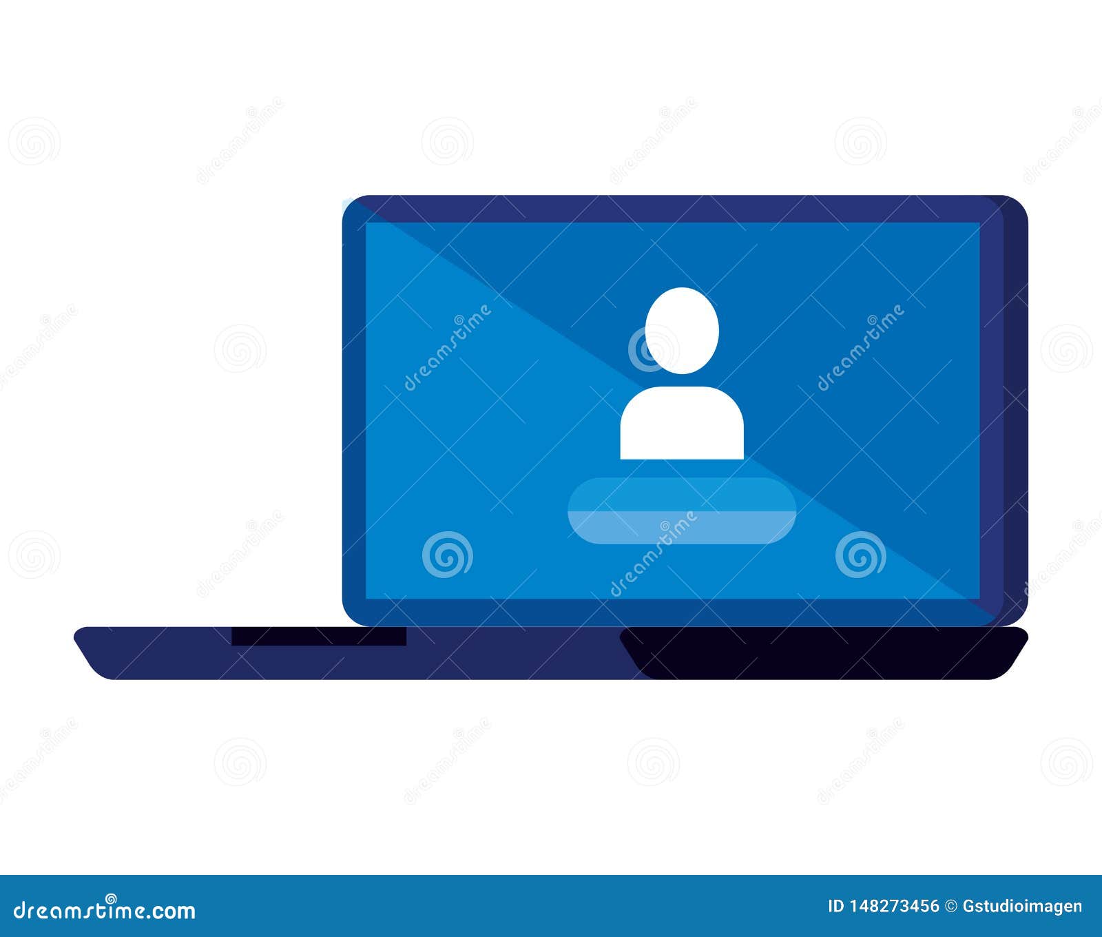 Laptop Computer with User Acount Stock Illustration - Illustration of ...