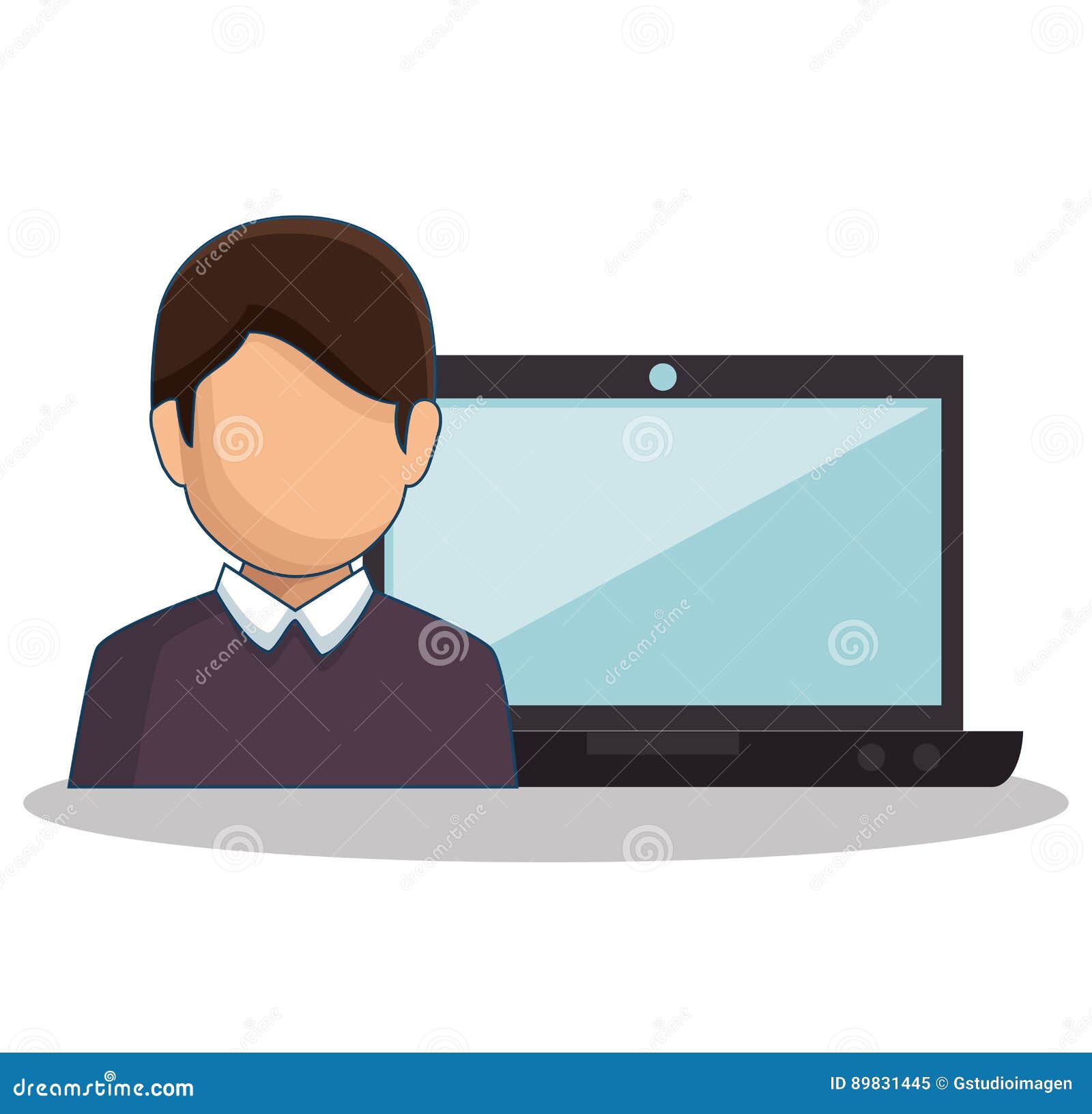 Laptop Computer with User Isolated Icon Stock Illustration ...