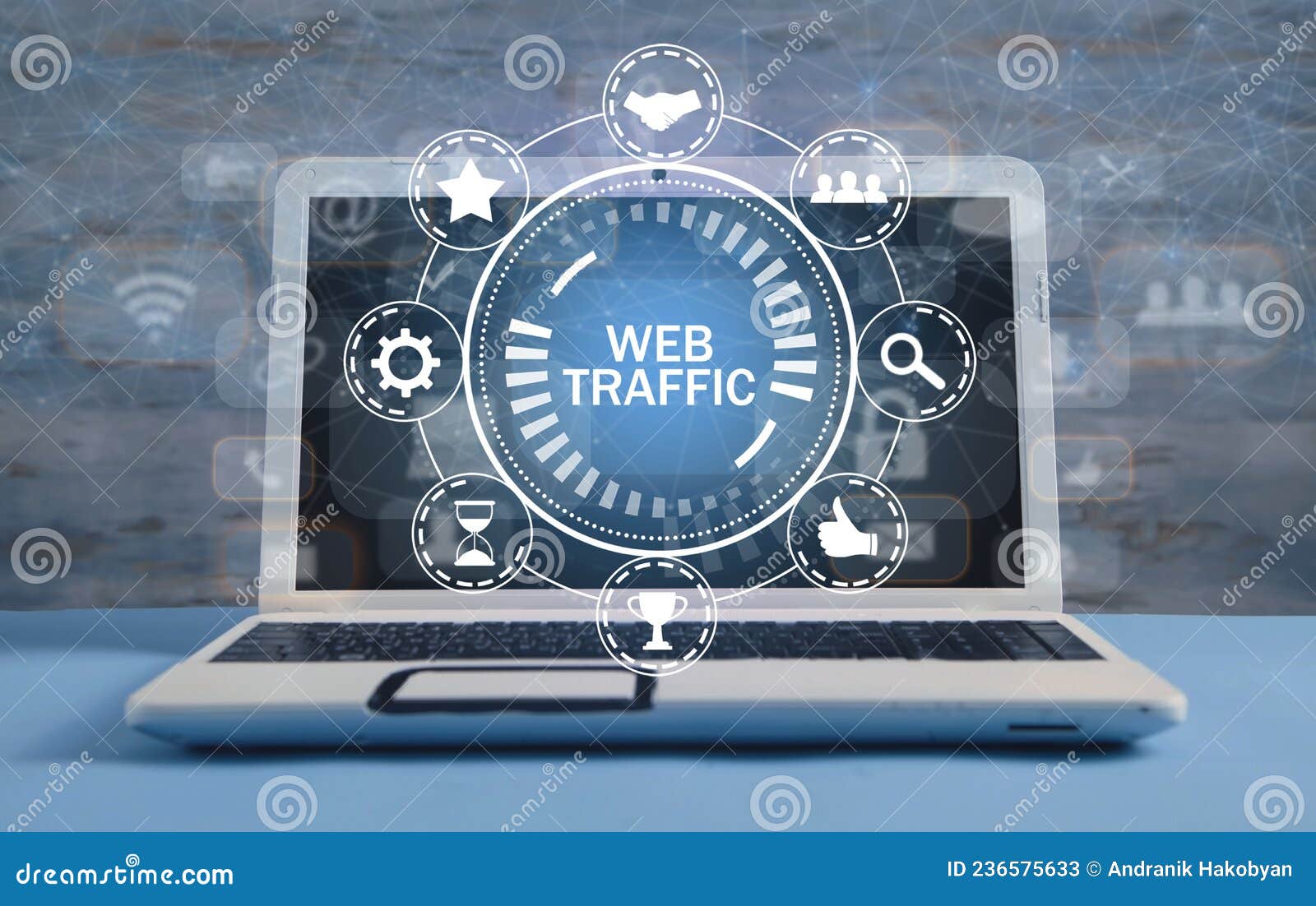 Laptop Computer with a Web Traffic Concept. Internet Stock Illustration ...