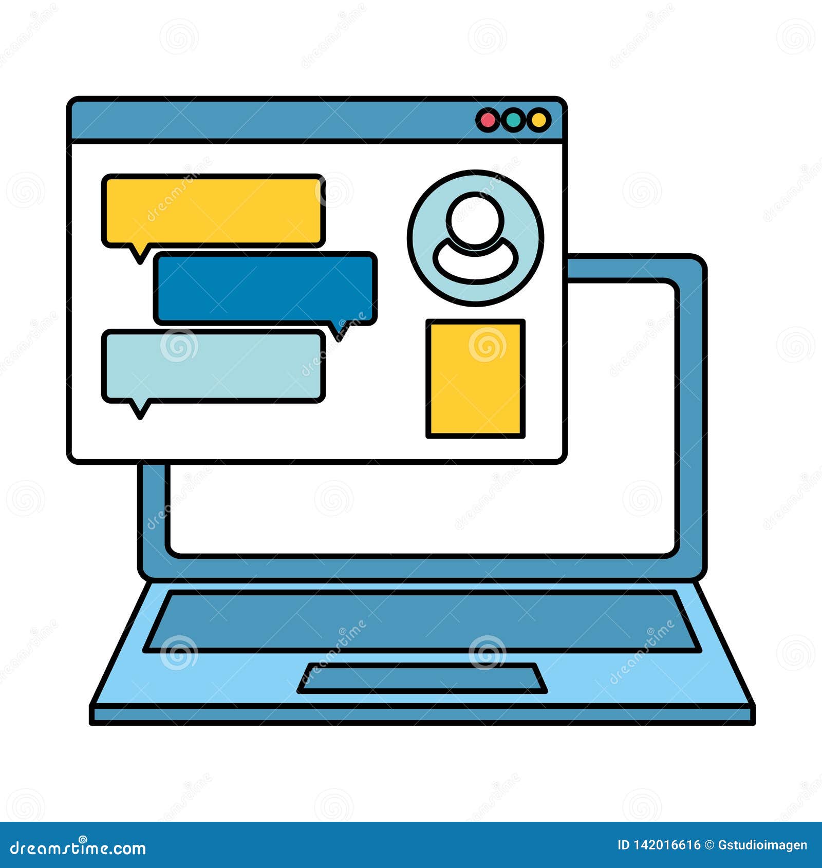 Laptop Computer with Webpage Template Stock Vector - Illustration of ...