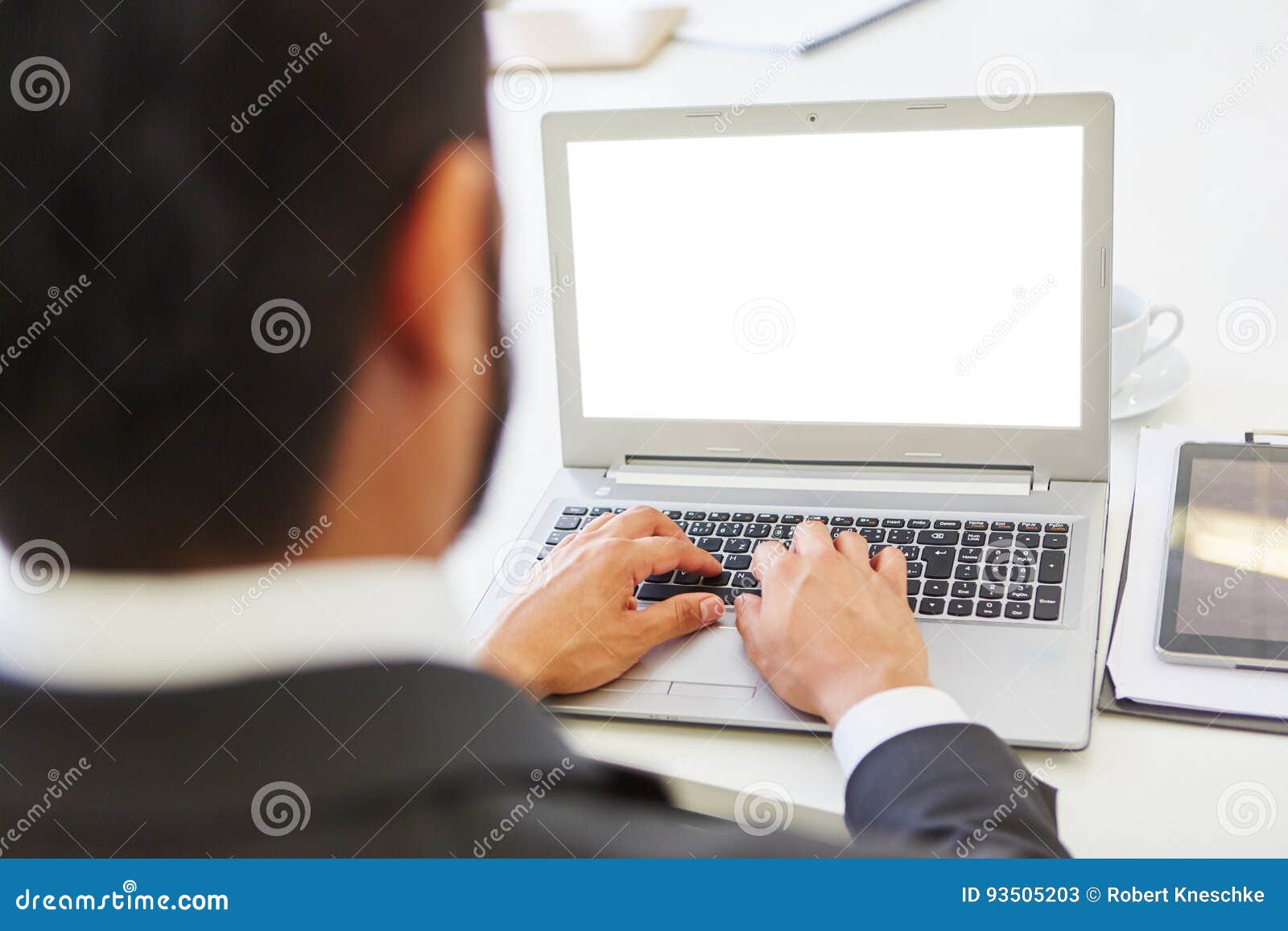 Laptop Computer with White Screen Stock Image - Image of laptop ...