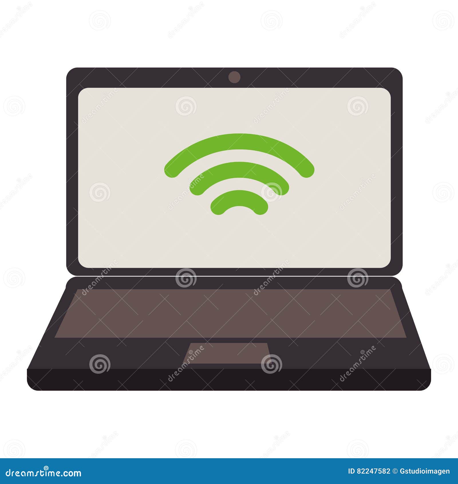 Laptop Computer with Wifi Connection Icon Stock Illustration ...