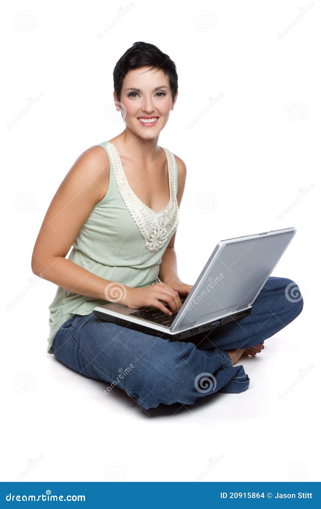 Laptop Computer Woman stock photo. Image of isolated - 20915864