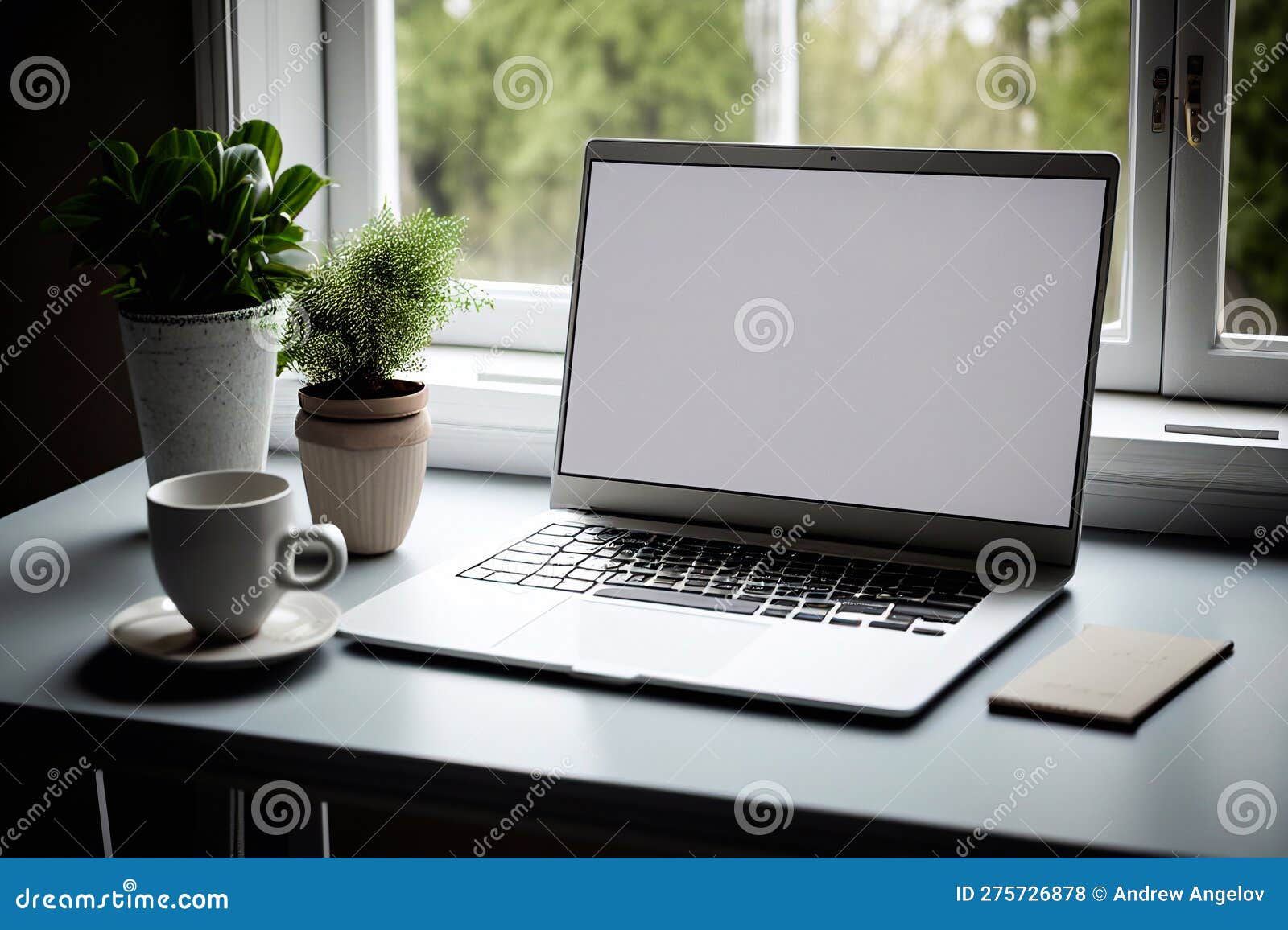 Laptop Computer Work Place Office Modern Design. Stock Illustration ...