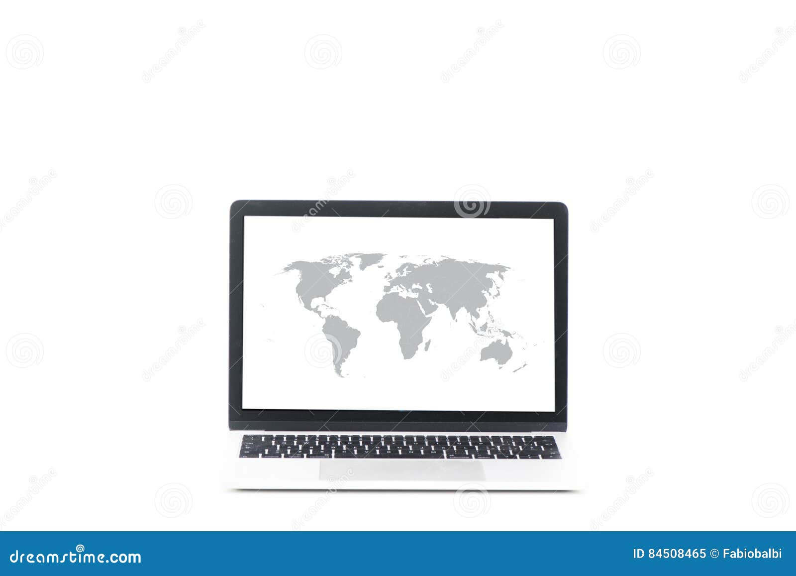 Laptop Computer with World Map on Screen. Stock Illustration ...