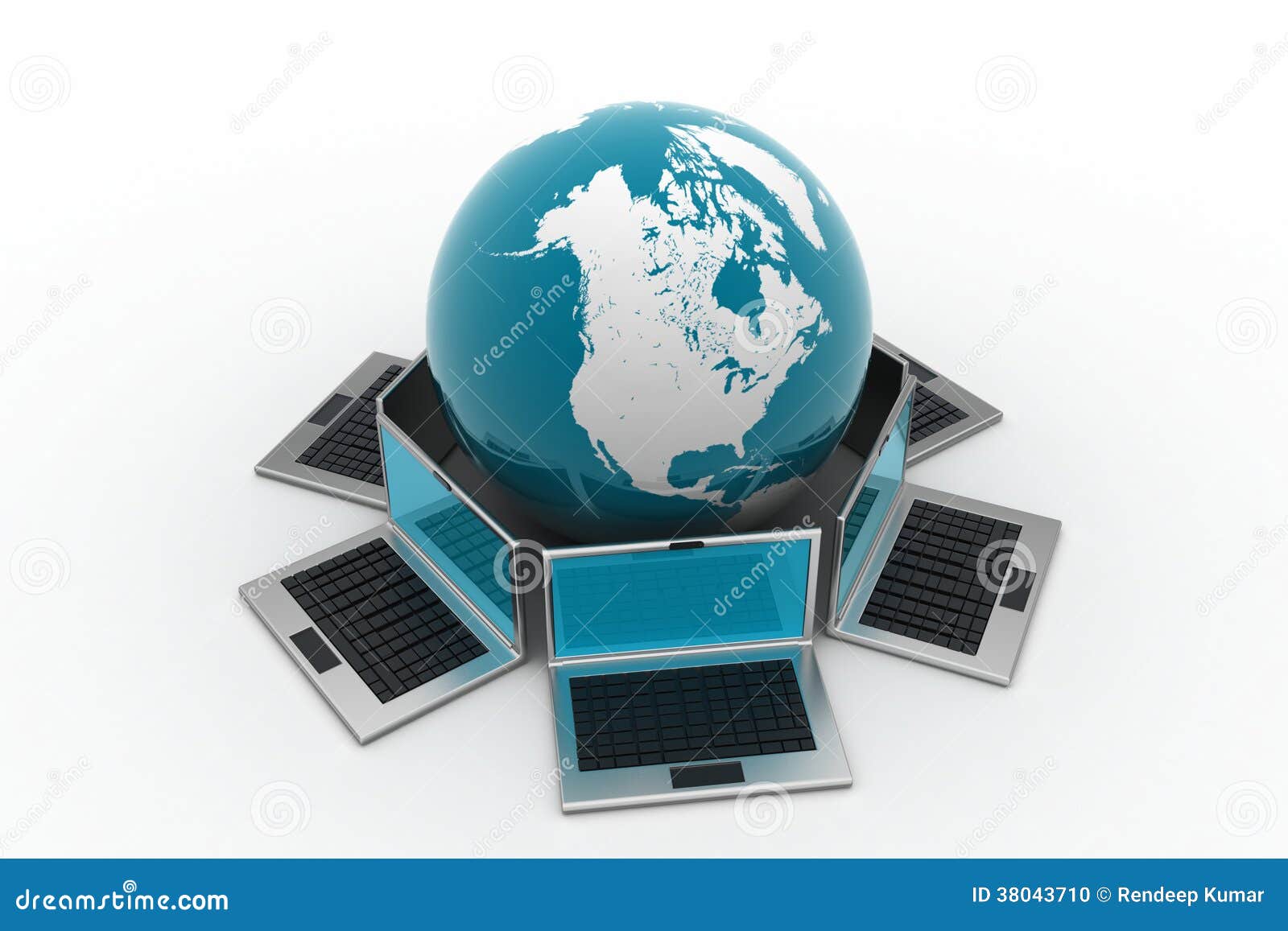 Laptop Computers Around a World Stock Illustration - Illustration of ...