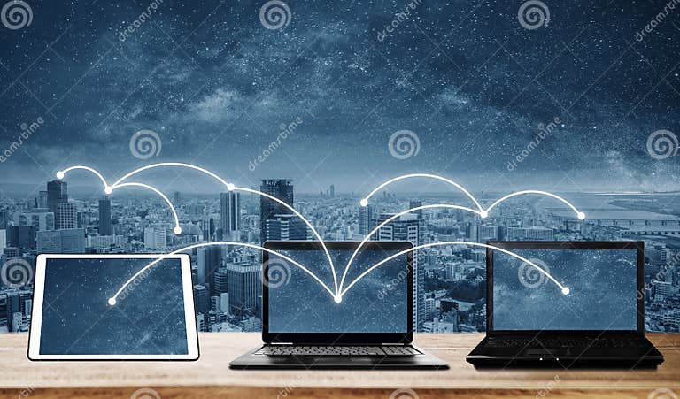 Laptop Computers with Network Connection and Sharing Data To Other ...