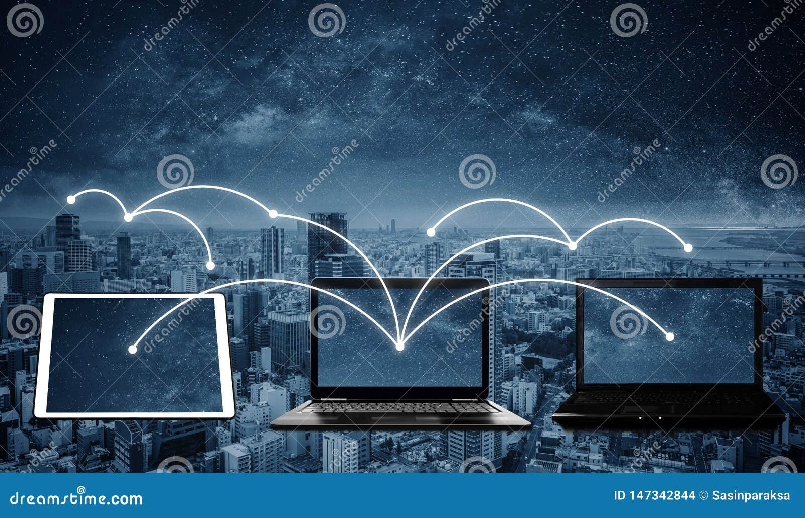 Laptop Computers with Network Connection and Sharing Data To Other ...