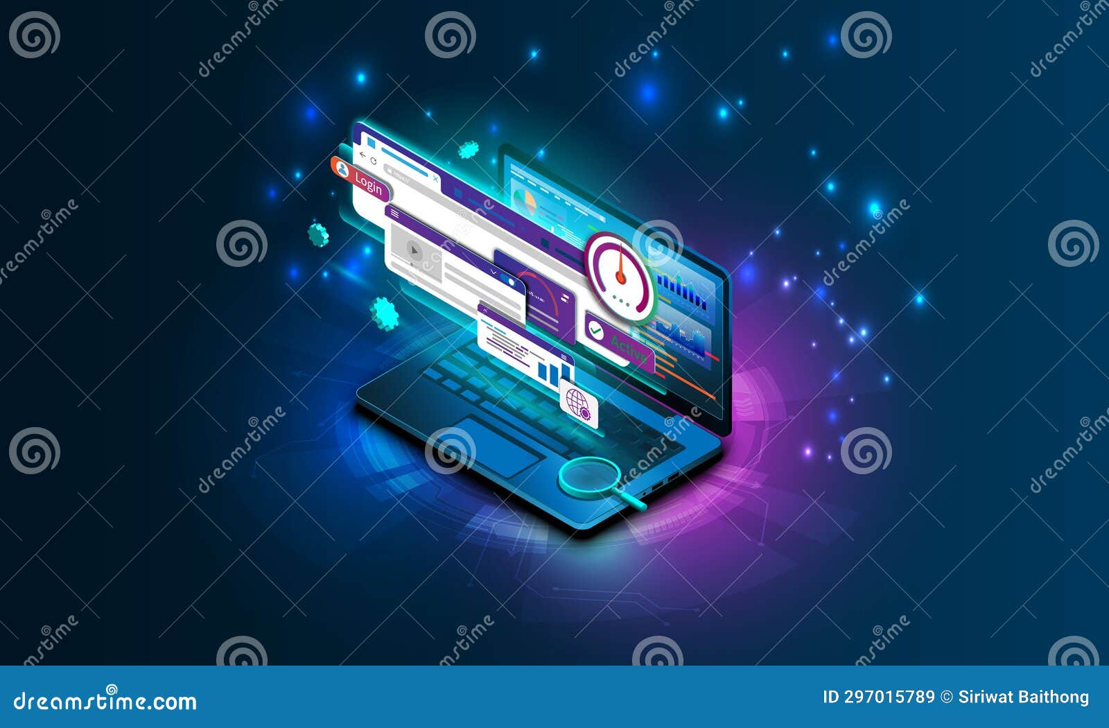 Laptop Concept, Abstract Technology, Communication, Connection, Data ...