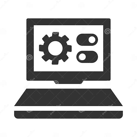 Laptop configuration icon stock vector. Illustration of optimization ...