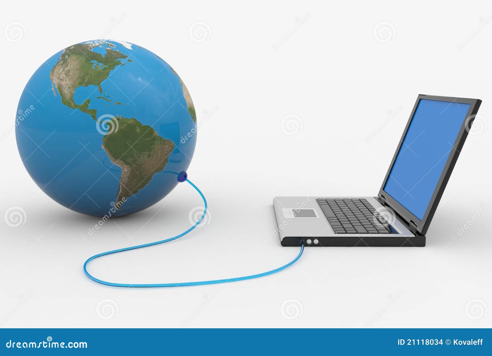 Laptop Connected To the Earth Sphere. Stock Illustration - Illustration ...