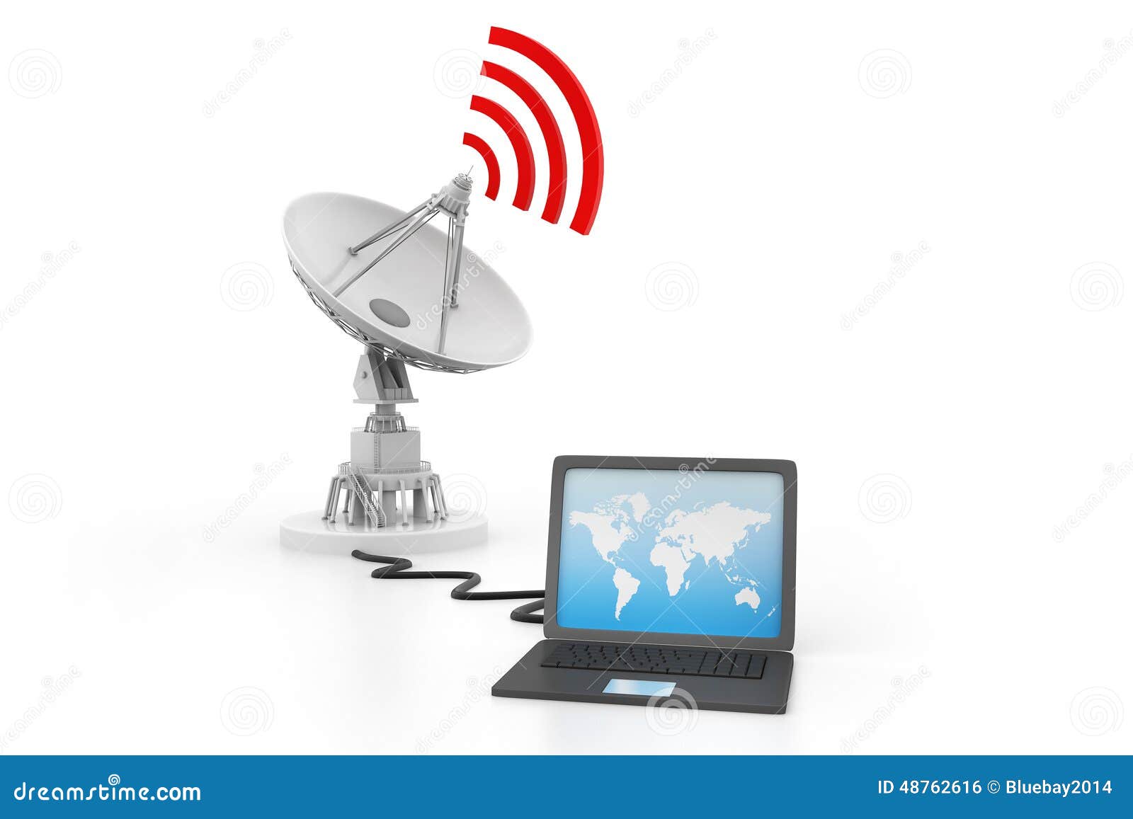 Laptop Connected To Satellite Dish Stock Photo - Image of display ...