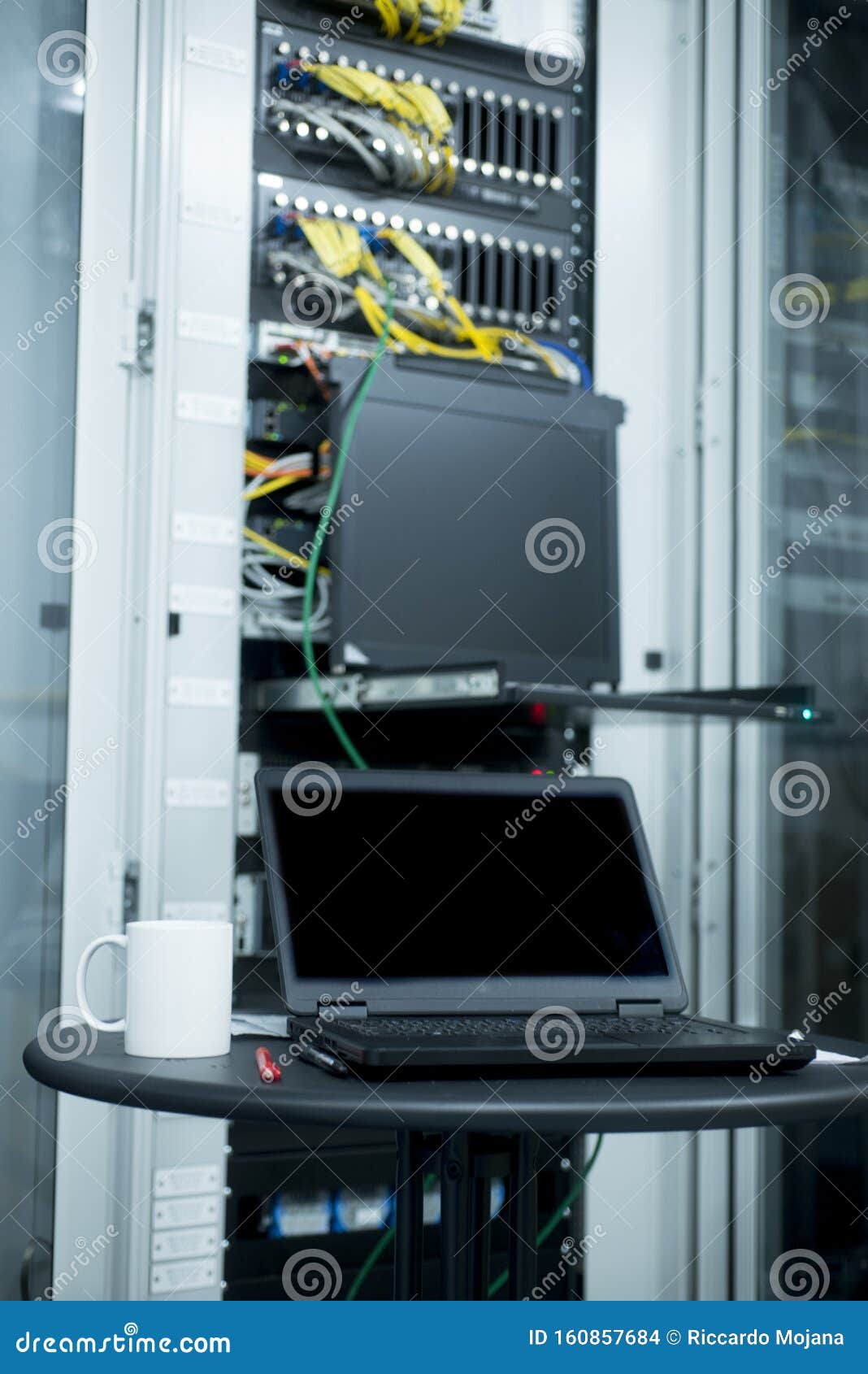 Laptop Connected To Telecommunication Server Stock Photo - Image of ...